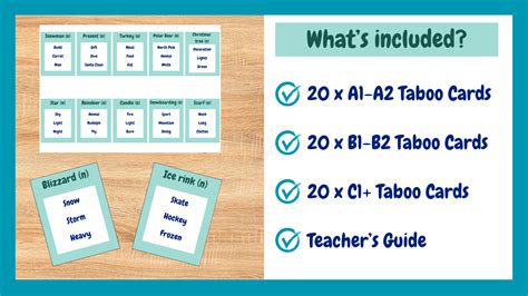 Efl Esl Winter Taboo Game A1c1 Levels Teaching Resources
