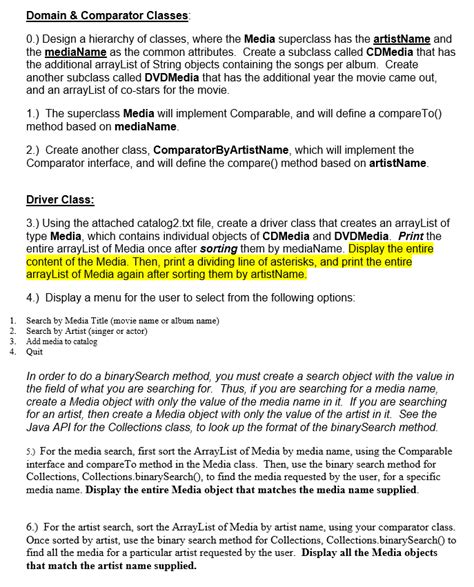 Java Psuedo Code Domain And Comparator Classes 0 Design A