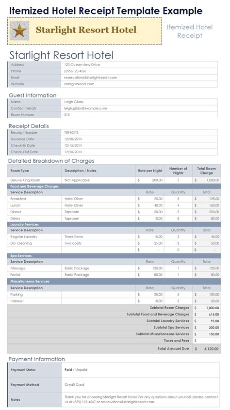 Free Hotel Receipt Templates All Formats All Types