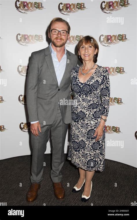Simon Pegg And His Mother Attend Carousel At The Barbican London