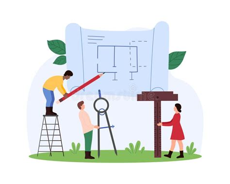 Construction Plan Development Process By Tiny People With Pencil