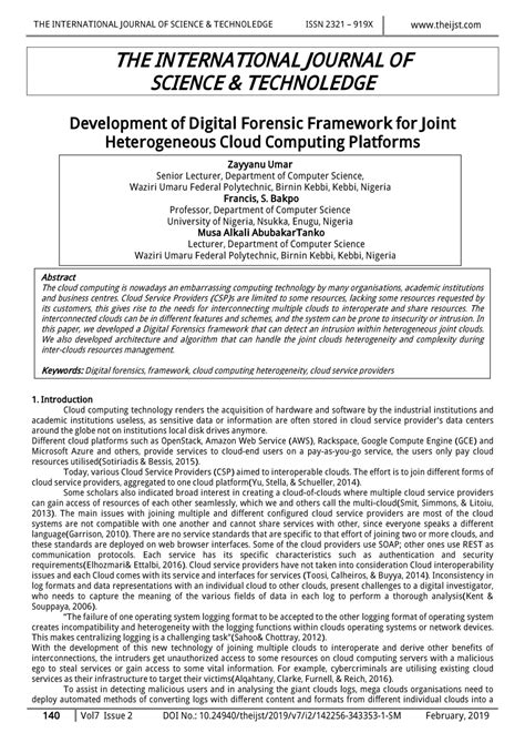 Pdf Development Of Digital Forensic Framework For Joint Heterogeneous Cloud Computing Platforms
