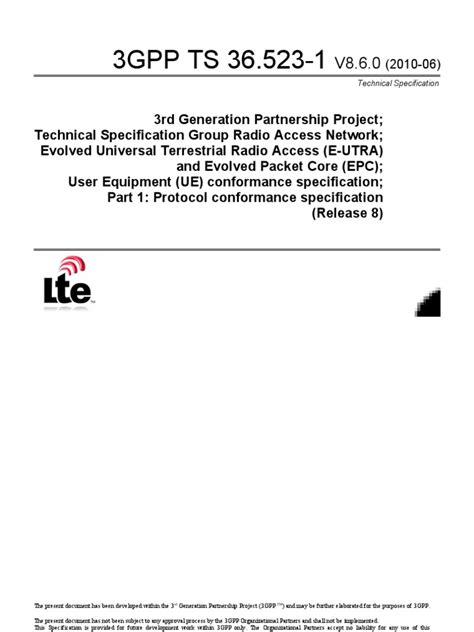 3gpp Ts 36 523 1 Technical Specification Pdf 3 Gpp Specification