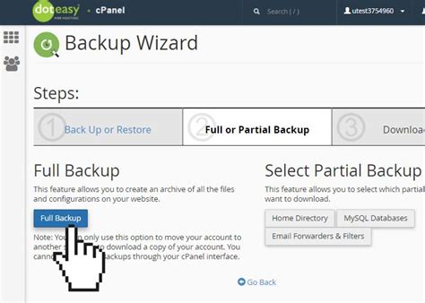 full backup using backup wizard