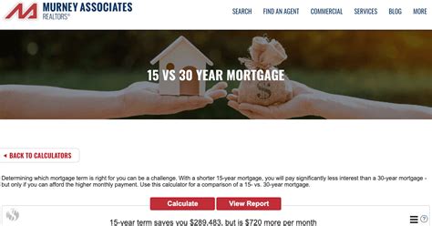 15 Vs 30 Year Mortgage Calculator Murney Associates