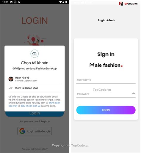 Code Android App Bán Quần áo Thời Trang Full Chức Năng Giao Diện đẹp Sử