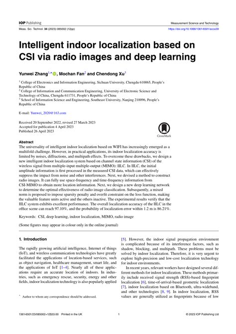 Intelligent Indoor Localization Based On Csi Via Radio Image And Deep