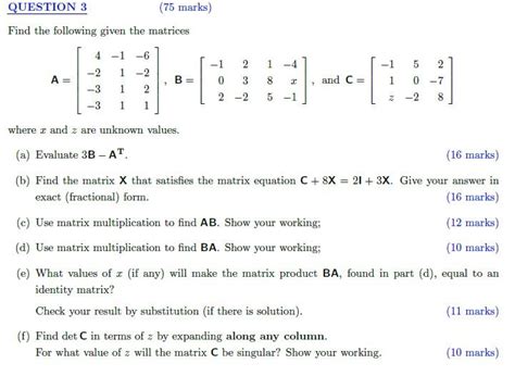 Solved QUESTION Marks Find The Following Given The Chegg