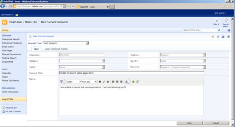 It Request Form Sharepoint