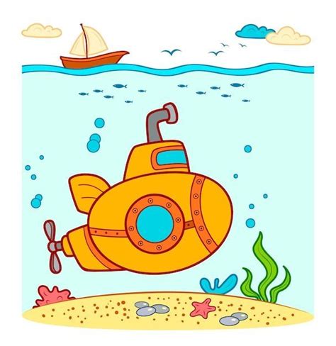 Premium Vector Cute Submarine Underwater Submarine Vector
