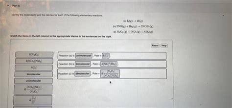 Solved Part A Identity The Molecularity And The Rate Law For