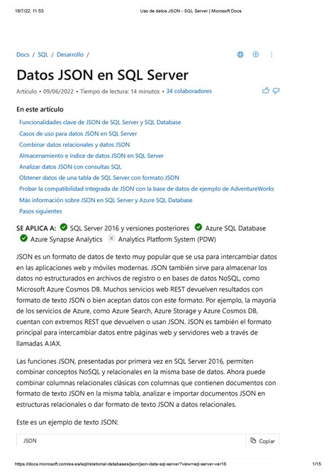 Unidad 4 Recurso 10 Datos Json En Sql Server Docs Sql