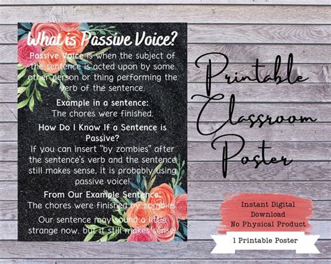 Passive Voice Classroom Poster English Class Poster Reading Classroom Passive Voice Classroom Poster English Class Poster Reading Classroom