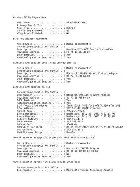 ipconfig all pdf ip address network layer protocols