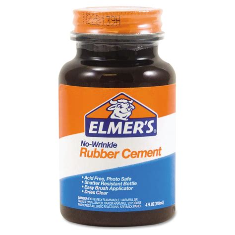 Rubber Cement With Brush Applicator 4 Oz Dries Clear Mastersupplyonline
