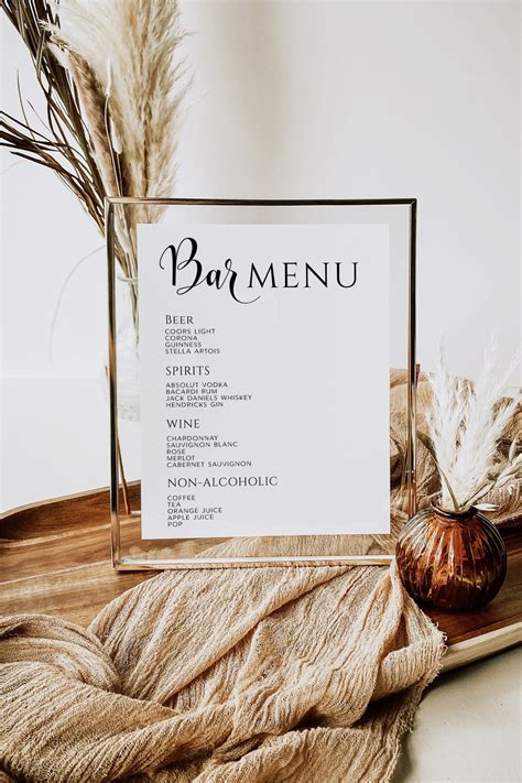 Modelo De Menu De Barra Modelo De Sinal De Bar Moderno E Elegante Menu De Bar Minimalista Para