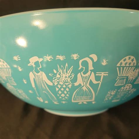 Vintage Pyrex 444 And 441 Turquoise Amish K Dw