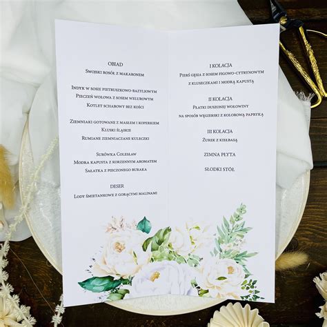 Otwierane Menu Weselne White Blossom 4 99 Zł Papillon Zaproszenia