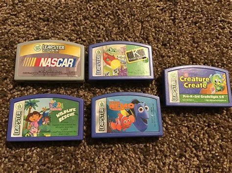Leapfrog Leapster Game Lot Of 5 Cartridges Nascar Dora Nemo