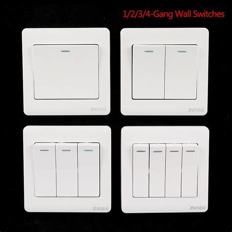 Wall Switch 1 2 3 4 Gang 1way Button Wall Light Switch On Off Push Button