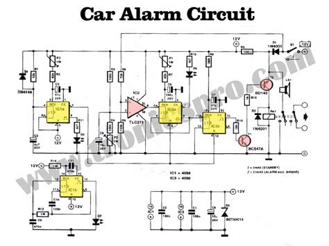 Car Alarm Circuit Diagram TRONICSpro