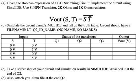 Solved Given The Boolean Expression Of A Bjt Switching Circuit