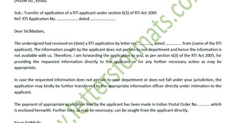 Write Letters Online Transfer Of RTI Application Under Section 6 3 Of RTI Act 2005