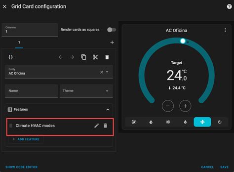 add options to thermostat card configuration frontend home