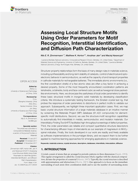 Pdf Assessing Local Structure Motifs Using Order Parameters For Motif