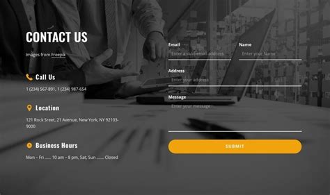 Email Address Phone On Image Background Web Page Design By Nicepage