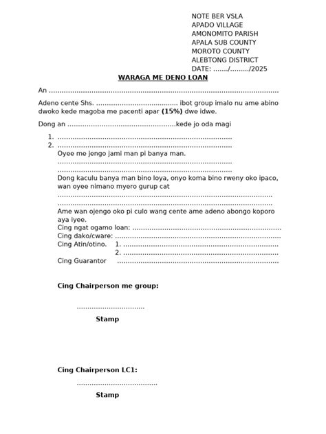 Note Ber Vsla Loan Form 2025 Pdf