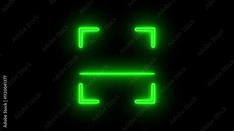 A Neon Scanner Icon Displays A Glowing Sleek Representation Of A Barcode Or Qr Code Scanner