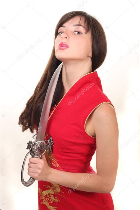 Sexual Girl With Sword On White Background Stock Photo By Maxxyustas