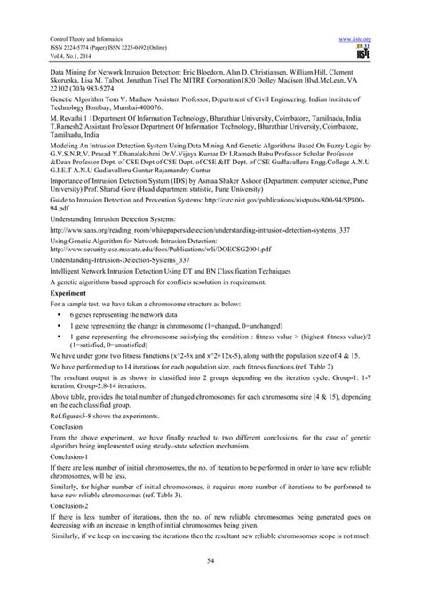 Application Of Genetic Algorithm In Intrusion Detection System Pdf