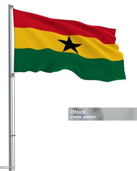 바람에 흔들리는 가나 깃발 흰색 배경 사실적인 3d 렌더링 0명에 대한 스톡 사진 및 기타 이미지 0명 공란 공휴일