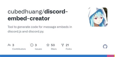GitHub Cubedhuang Discord Embed Creator Tool To Generate Code For Message Embeds In Discord