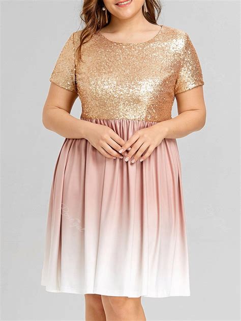 49 Off Plus Size Sequined Ombre Party Dress Rosegal