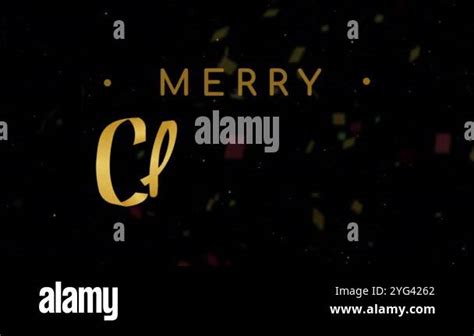 Golden Words Merry Christmas In Confetti Rain 2d Objects Animation