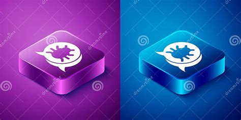 Isometric System Bug Concept Icon Isolated On Blue And Purple Background Code Bug Concept Bug