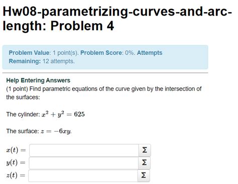 Solved Hw Parametrizing Curves And Arc Length Problem Chegg