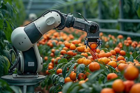 Premium Ai Image Robotic Harvest Technology Automates Agriculture As A Robot Arm Reaps