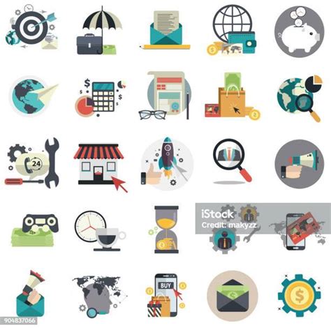 비즈니스에 대 한 평면 디자인 아이콘의 놓으십시오 클릭 당 지불 창작 과정 검색 시간 라인 쇼핑에 돈을 웹사이트 개발 및 이동 전화 서비스와 애플 리 케이 션에 대 한