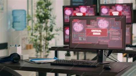 Premium Photo Computers Displaying Critical Error Message Flashing On Screen Dealing With