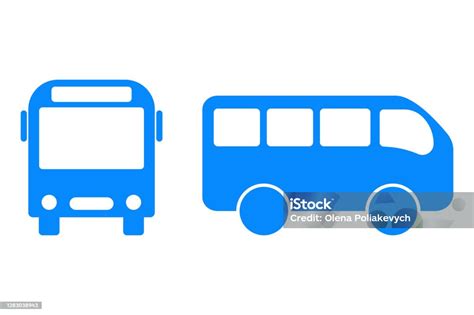 파란색 벡터 버스 아이콘입니다 대중 교통 실루엣 버스의 전면및 측면 보기 스톡 이미지 Eps10 아이콘에 대한 스톡 벡터 아트 및 기타 이미지 Istock