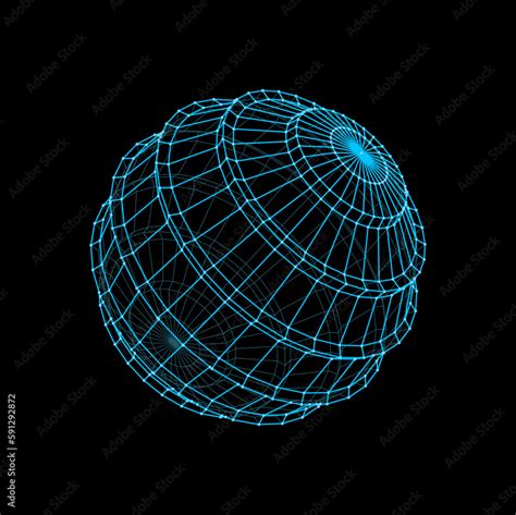 3d Futuristic Sphere And Ball Shape Virtual Dimensional Grid Hologram