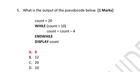 Solved 5 ﻿what Is The Output Of The Pseudocode Below ```