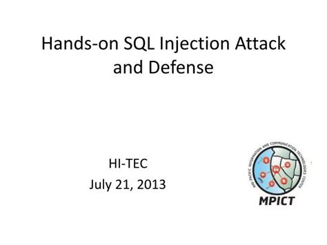 ppt hands on sql injection attack and defense powerpoint presentation