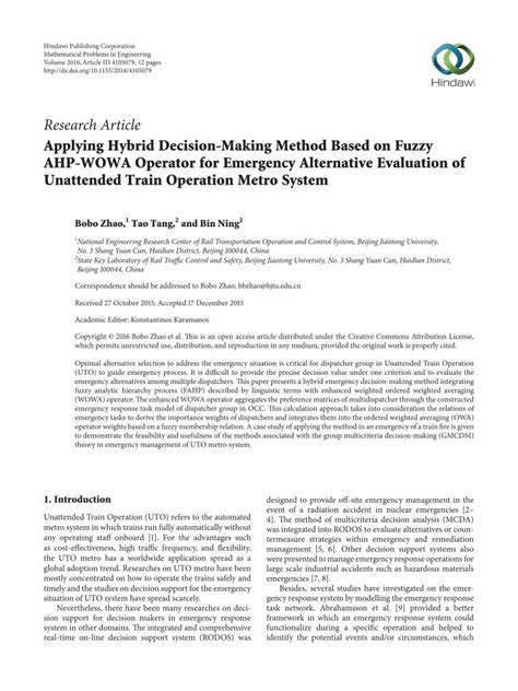 Pdf Research Article Applying Hybrid Decision Making Method Journals