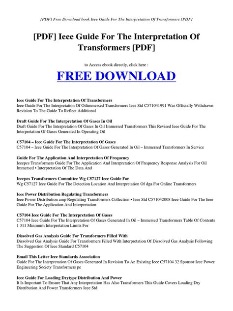 Ieee Guide For The Interpretation Of Transformers Pdf Transformer