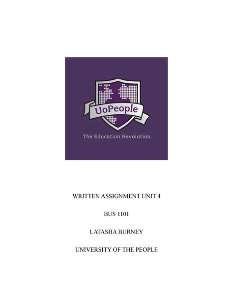 Bus1101 Unit 4 Written Assignment Template Updated 1 Written Assignment Unit 4 Bus 1101
